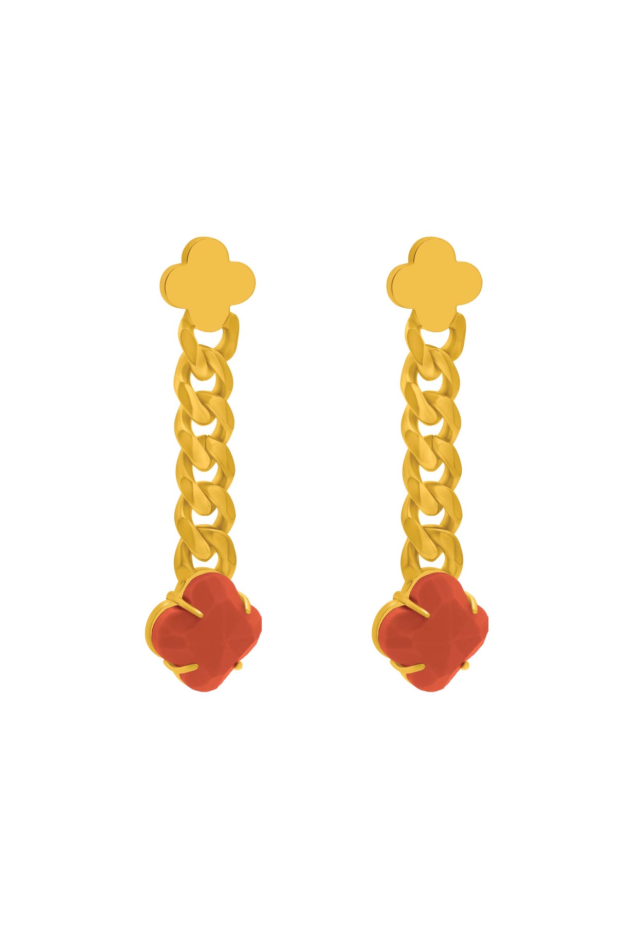 Stone Station Coral Stone Curb Chain Drop Stud Earring Set – Carisma ...